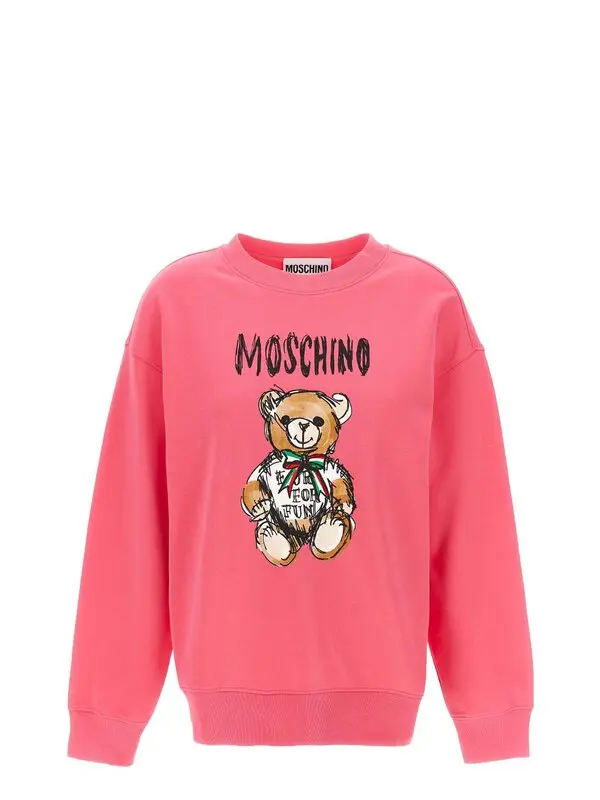 Moschino Teddy Bear Printed Crewneck Sweatshirt - Pink