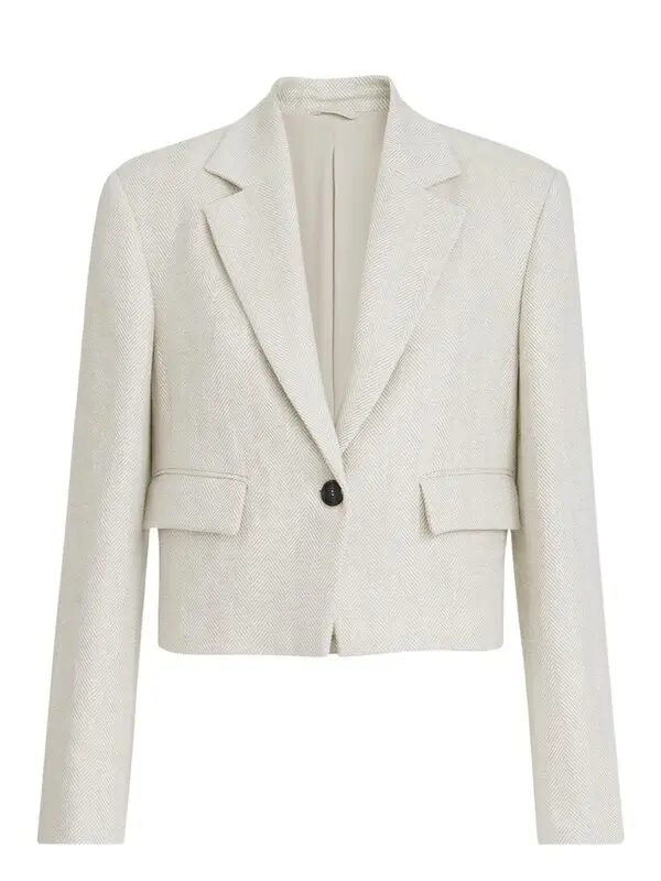 Brunello Cucinelli Cropped Chevron Blazer - Beige