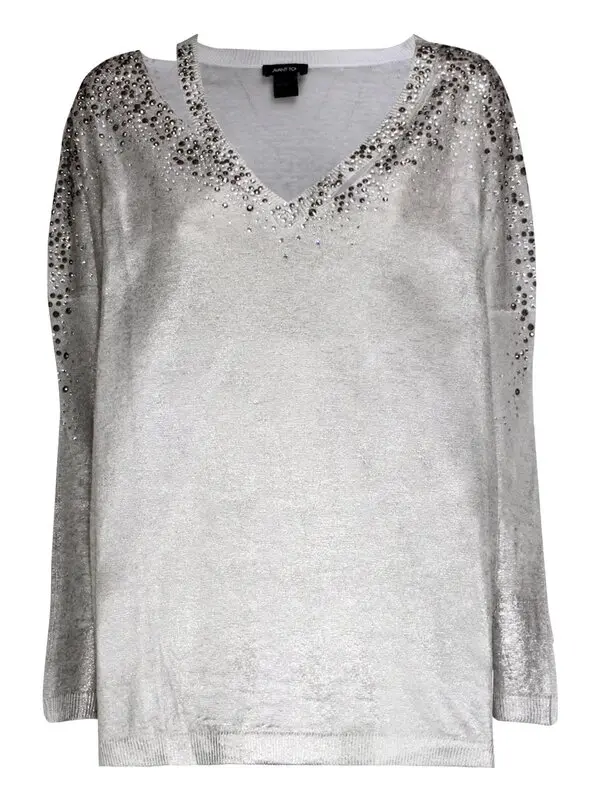 Avant Toi Lurex Crystal-embellished V-neck Jumper - Gray