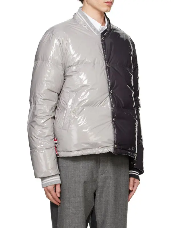 Thom Browne Two-tone Down Puffer Jacket With Detachable Hood - Black  Gray
