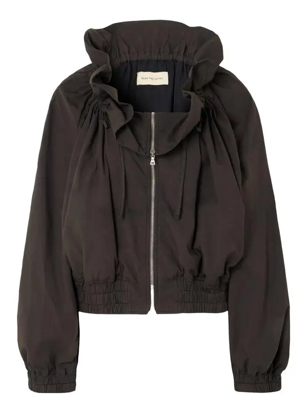 Dries Van Noten Ruffled Zip-up Jacket - Dark Brown