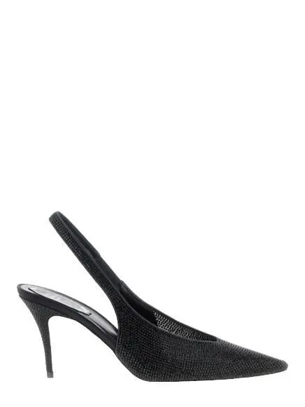 Rene Caovilla Jinny Slingback Pumps With Crystal Appliqués - Black
