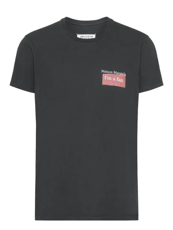 MAISON MARGIELA Crew Neck Logo Print T-shirt - Black