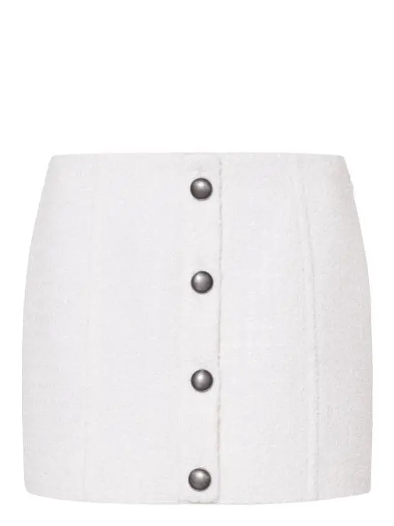 Alessandra Rich Checked Tweed Button-detailed Mini Skirt - White