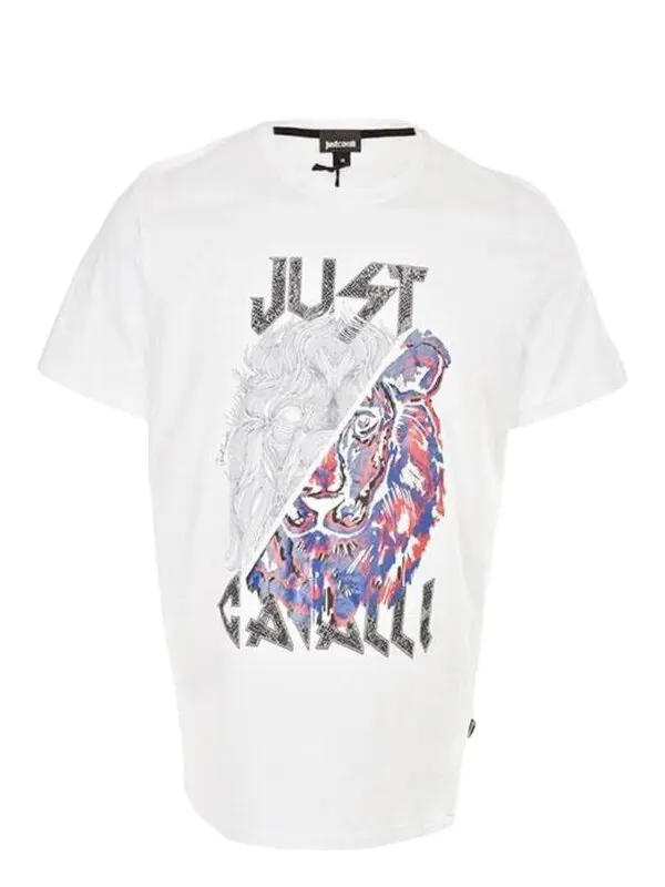 Just Cavalli Pattern Printed Short-sleeved T-shirt - White