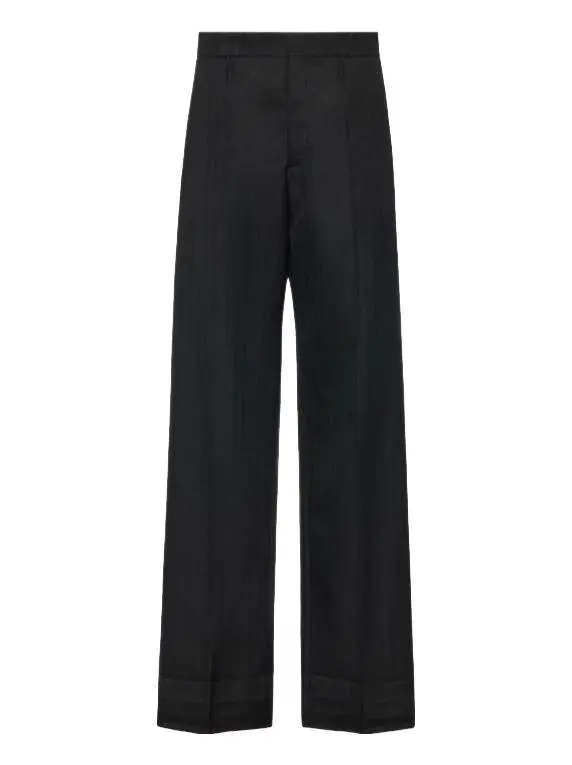 MAISON MARGIELA Wool-blend Tailored Trousers With Contrast Cuff Trim - Black