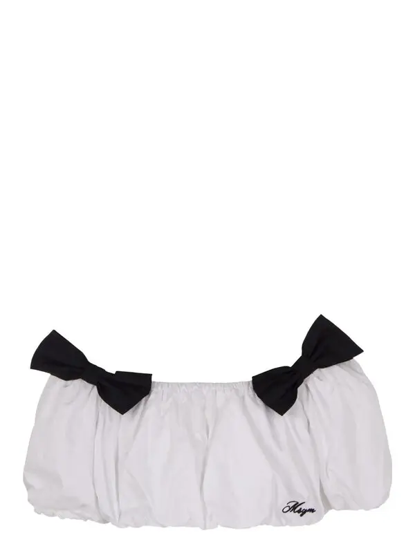 MSGM Bow-detail Cropped Top - White