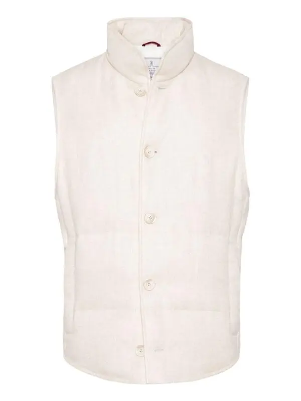 Brunello Cucinelli High-neck Gilet - Sandy Yellow