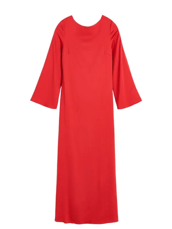 BY MALENE BIRGER Mock Neck Maxi Dress With Wide Sleeves - Red