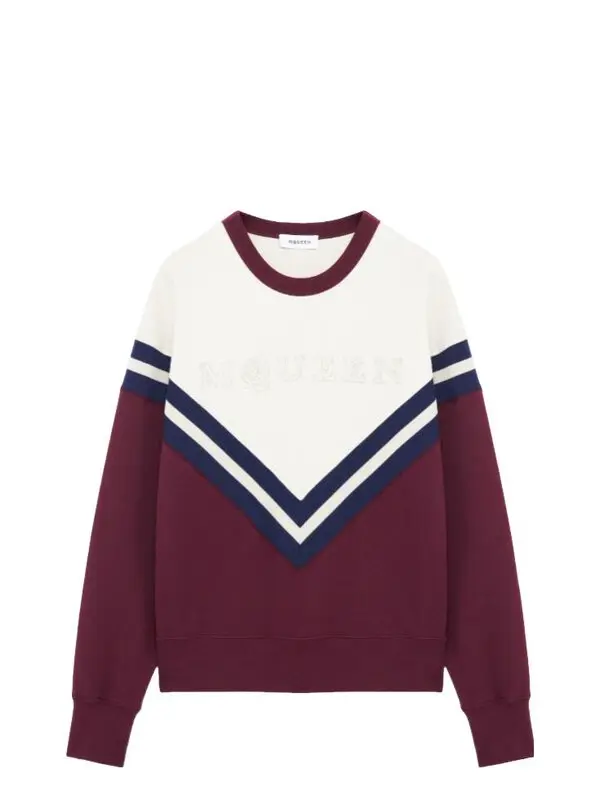 Alexander McQueen Crewneck Sweatshirt - Ivory/navy Blue/burgundy Wine
