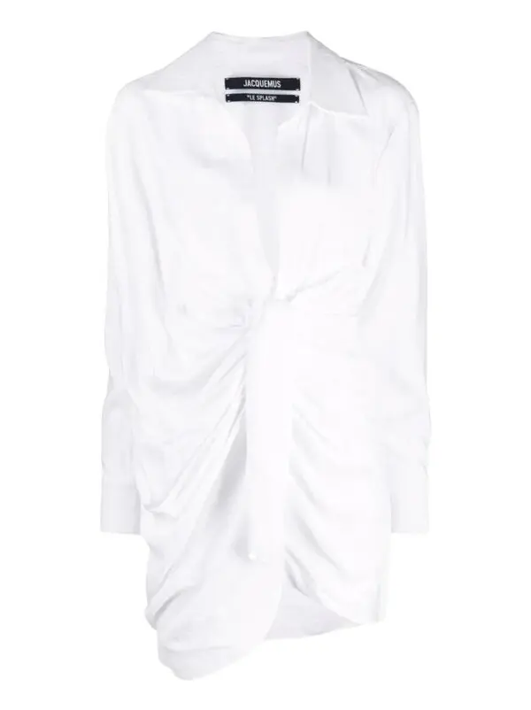 Jacquemus La Robe Bahia Draped Shirt Dress - White