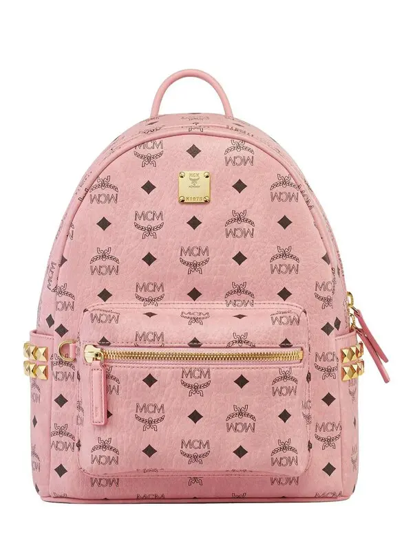 Mcm Stark Side Studs Backpack In Visetos - Pink