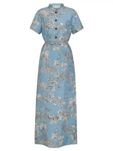 Dior Riviera Printed Short-sleeve Shirtdress - Gray