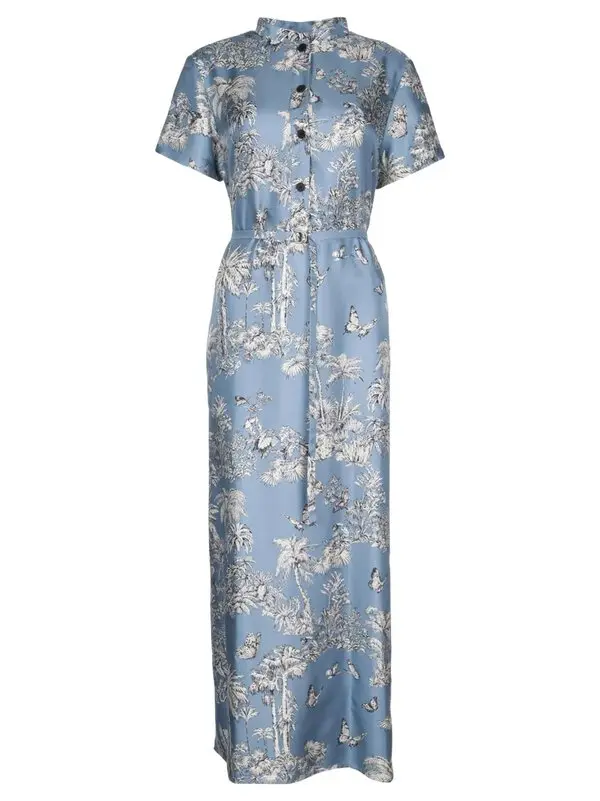 Dior Riviera Printed Short-sleeve Shirtdress - Grey