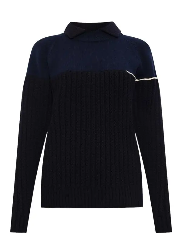 Victoria Beckham Chain Stitch Detail Wool Jumper - Black