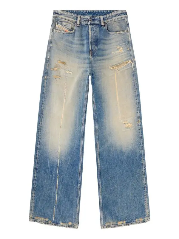 DIESEL® 1996-d-sire Wide-leg Distressed Jeans - Medium Blue