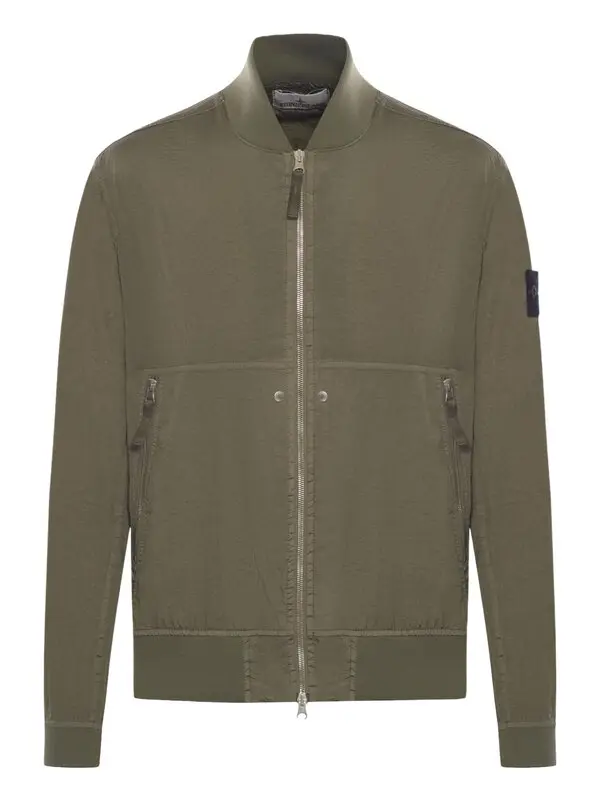 Stone Island Logo Patch Bomber Jacket - Military Green