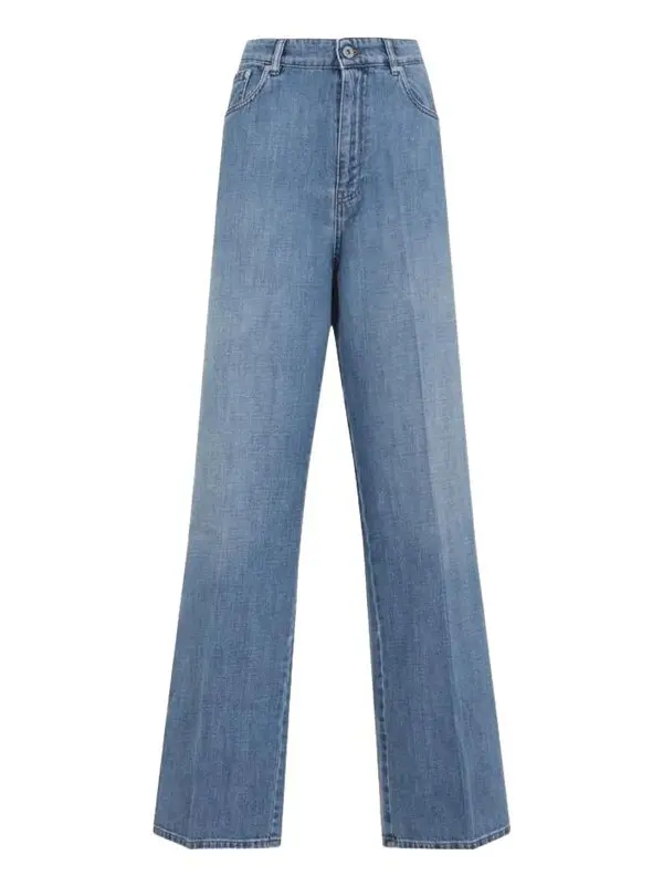Miu Miu Straight-leg Jeans With Logo Detail - Light Blue