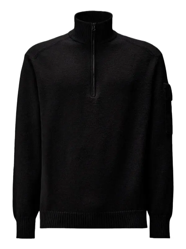 C.P. COMPANY Half-zip Merino Wool Pullover With Pocket Detail - Black