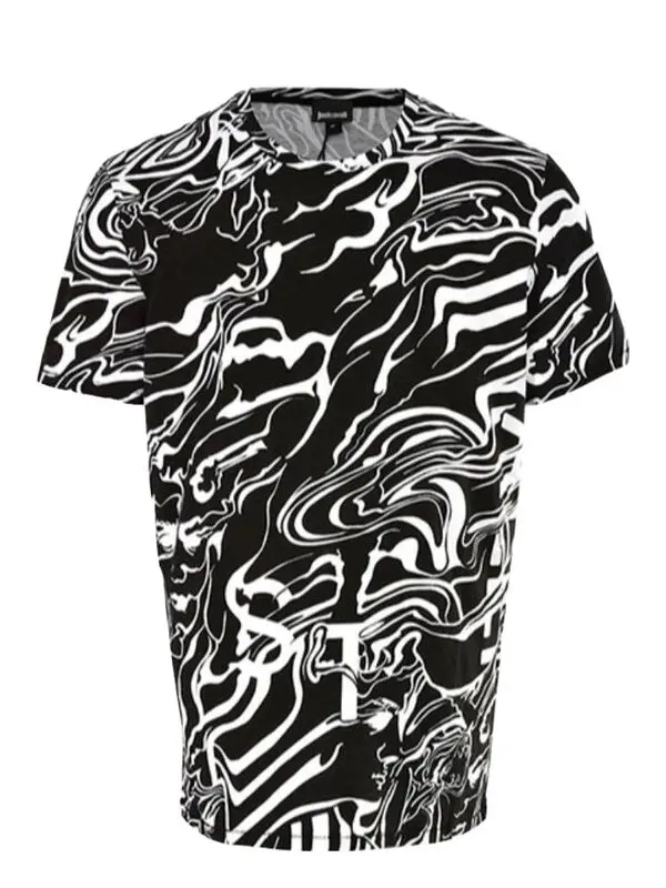 Just Cavalli Abstract Striped Printed T-shirt - Black