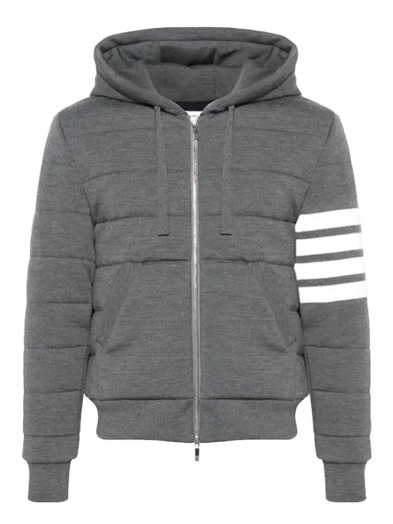Thom Browne Striped Hooded Jacket - Medium Gray