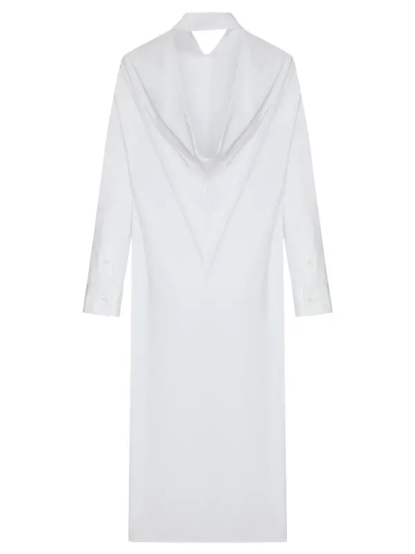Balenciaga Collared Long Sleeve Shirt Dress - White