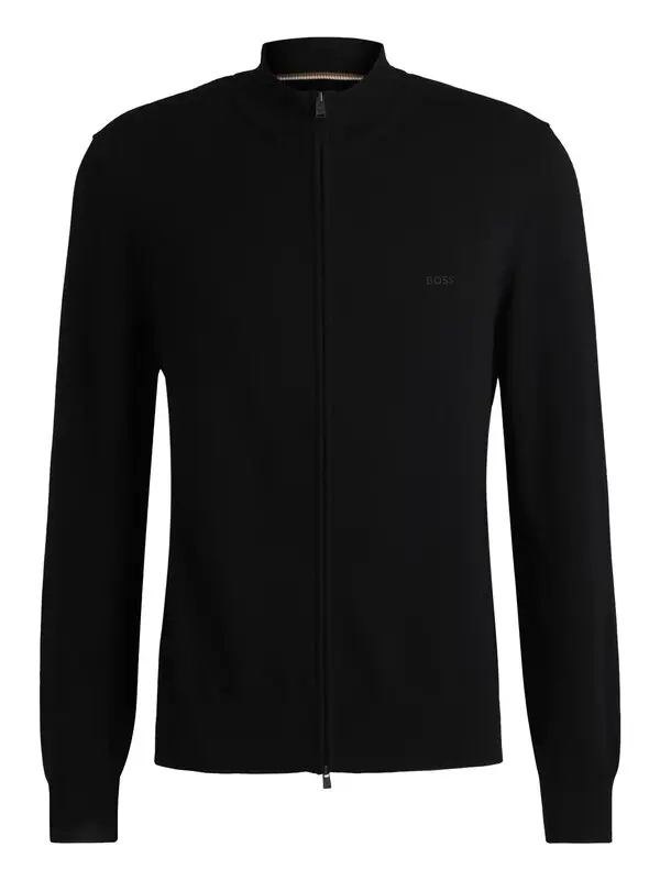 Hugo Boss Knitted Zipper Cardigan - Black