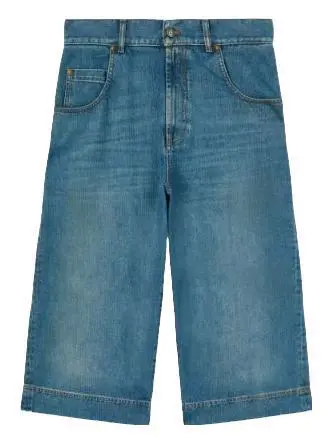 Palm Angels G-curved Denim Shorts - Blue