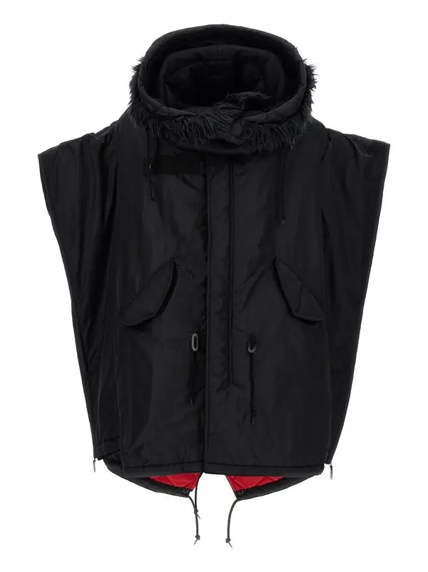 Junya Watanabe Oversized Puffer Jacket With Detachable Hood - Black