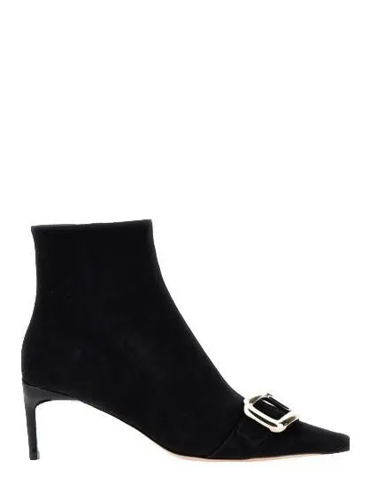 ROGER VIVIER Buckled Pointed Toe Ankle Boots - Nero