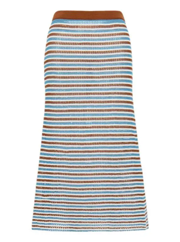 Marni Striped Knitted A-line Midi Skirt - No
