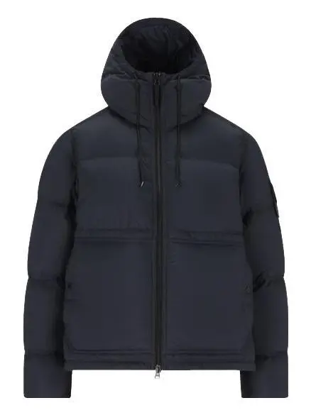 Stone Island Drawstring Hooded Puffer Jacket - Blue