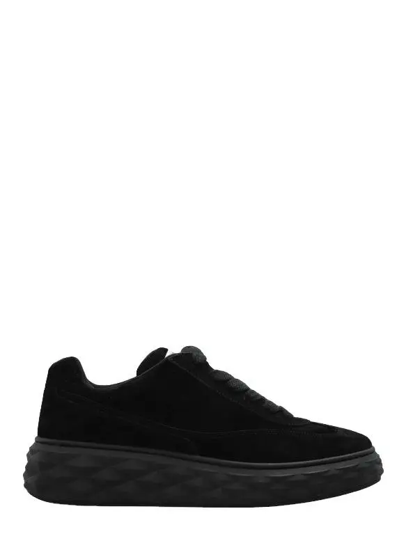 JIMMY CHOO Round Toe Lace-up Sneakers - Black