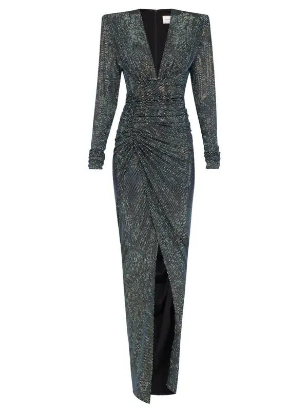 Alexandre Vauthier Rhinestone Trimmed V-neck Maxi Dress - Scarabeus