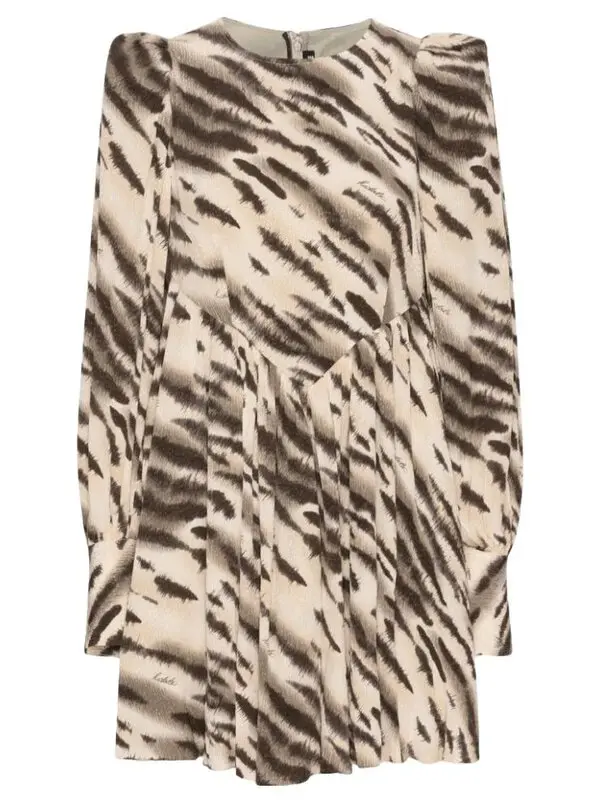 ROTATE BY BIRGER CHRISTENSEN Long Sleeve Animal Print Dress - Nude