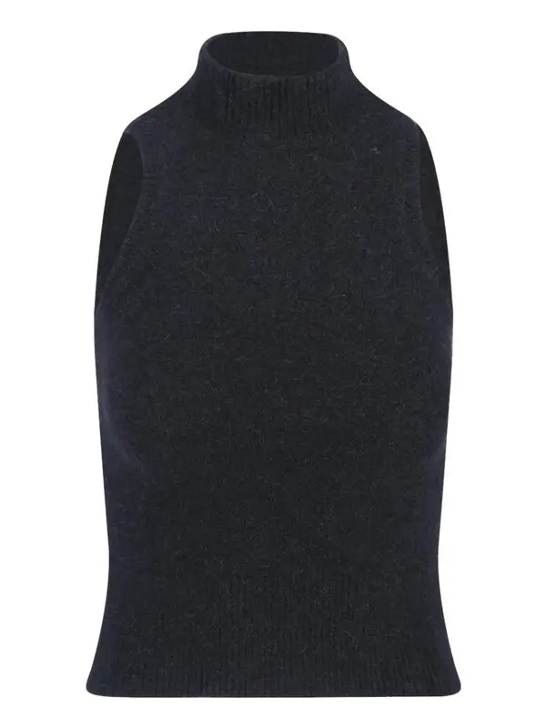 PATOU Mock-neck Knitted Sleeveless Top - Black