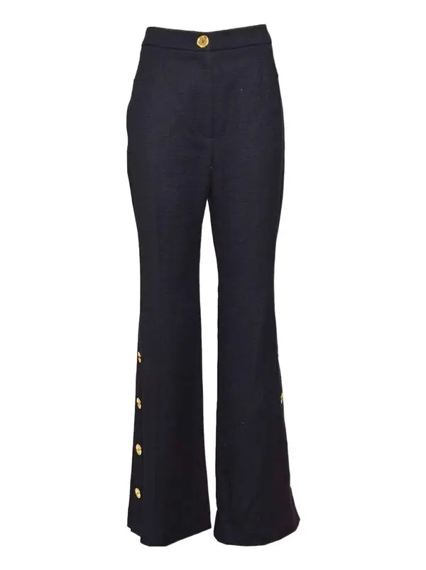 PATOU Button-detailed Tweed Flared Trousers - Black
