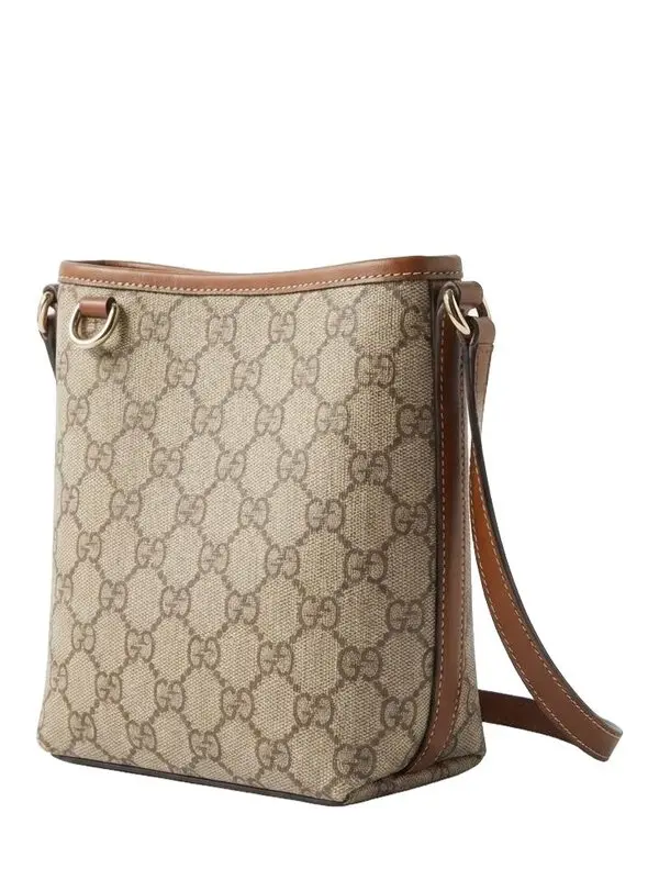 Gucci Gg Emblem Nano Bucket Bag - Beige And Dark Brown
