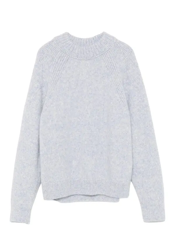 Closed Mixed Color Effect Knitted Sweater - White