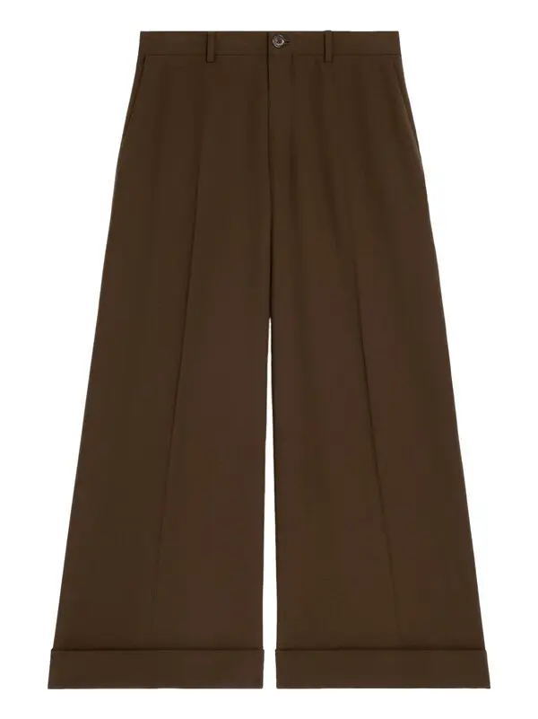 Celine Docks Trousers In Stretch Wool Gabardine - Kaki Marron