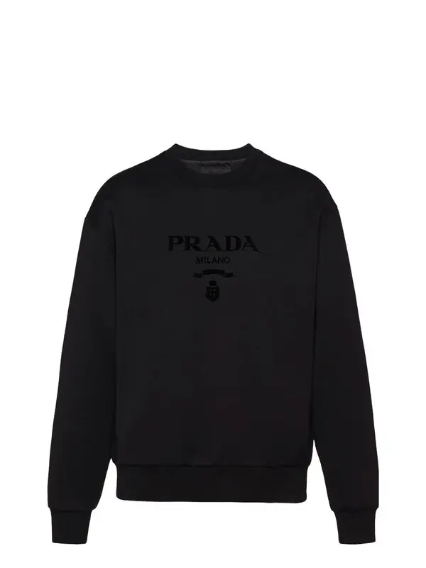Prada Chenille-logo Sweatshirt - Black