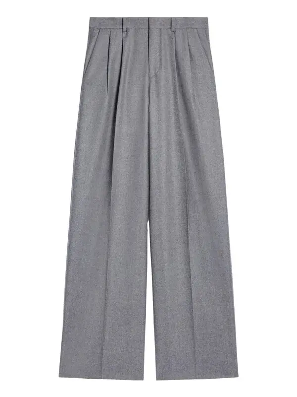 Celine Pleated Cashmere Flannel Trousers - Gray