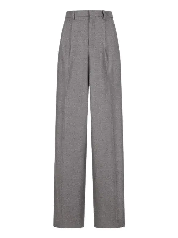 Celine Pleated Cashmere Flannel Trousers - Gray