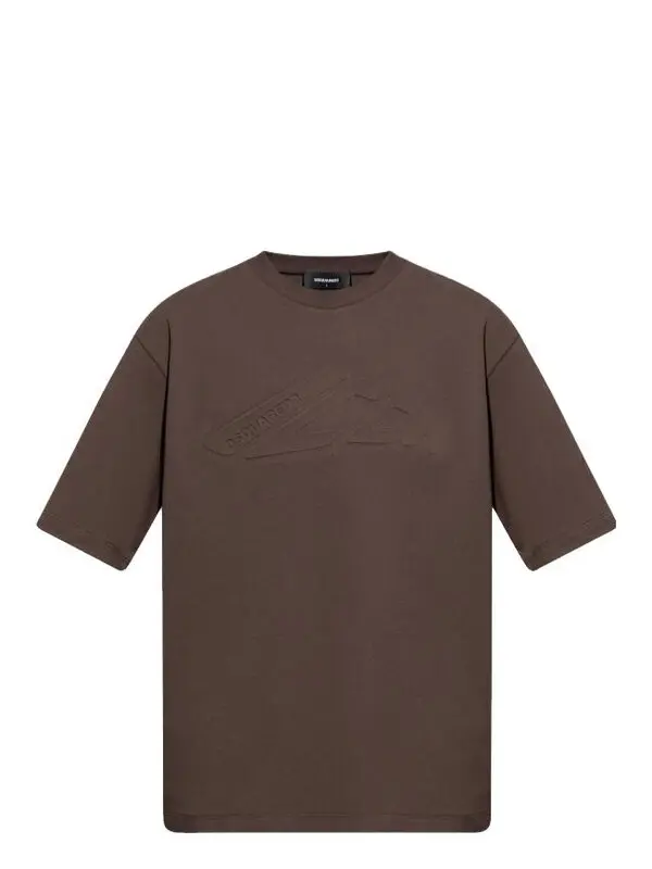 Dsquared2 Logo Embossed Crewneck T-shirt - Brown