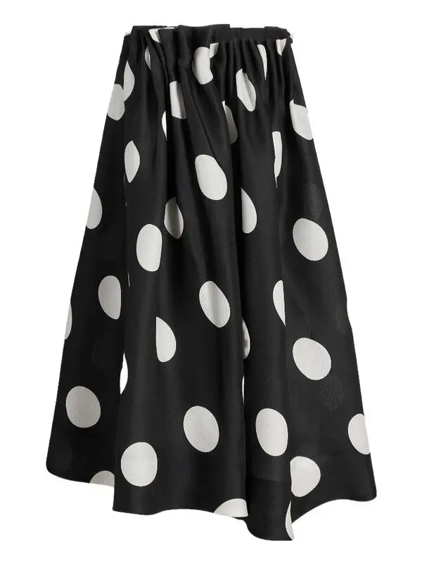 Khaite Riley Polka Dot Pleated Midi Skirt - Black