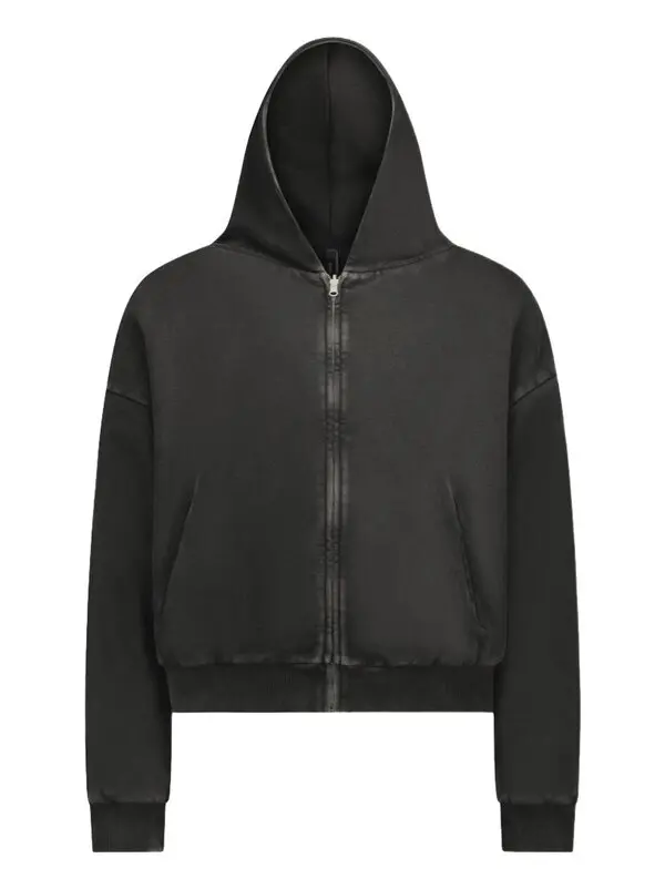 ENTIRE STUDIOS Thermal Zip-up Hoodie - Washed Black