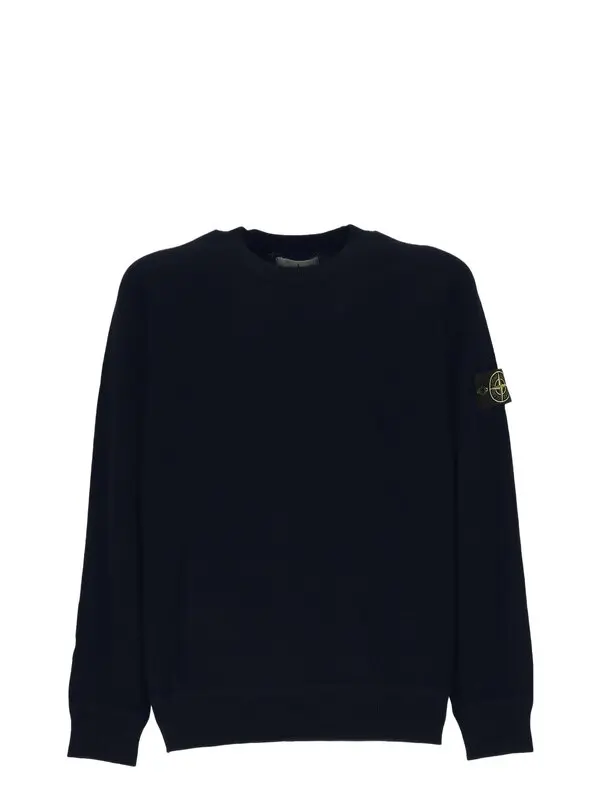 Stone Island Crewneck Sweatshirt With Logo Patch - Blue