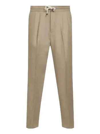 Brunello Cucinelli Drawstring Straight-leg Trousers - Nude