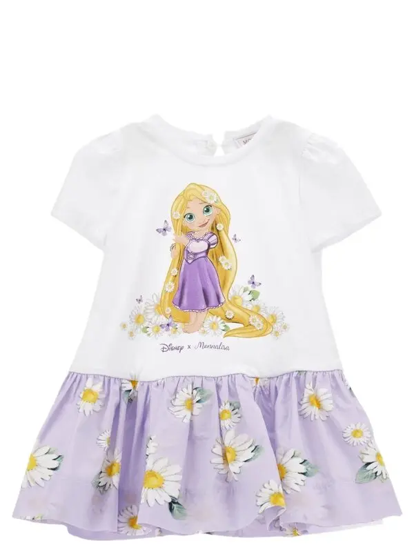 Monnalisa X Disney Floral Print Dress - White