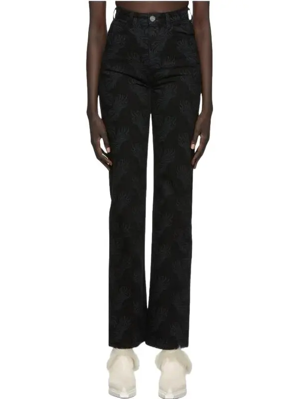 We11Done Logo Embroidered Straight Leg Jeans - Black